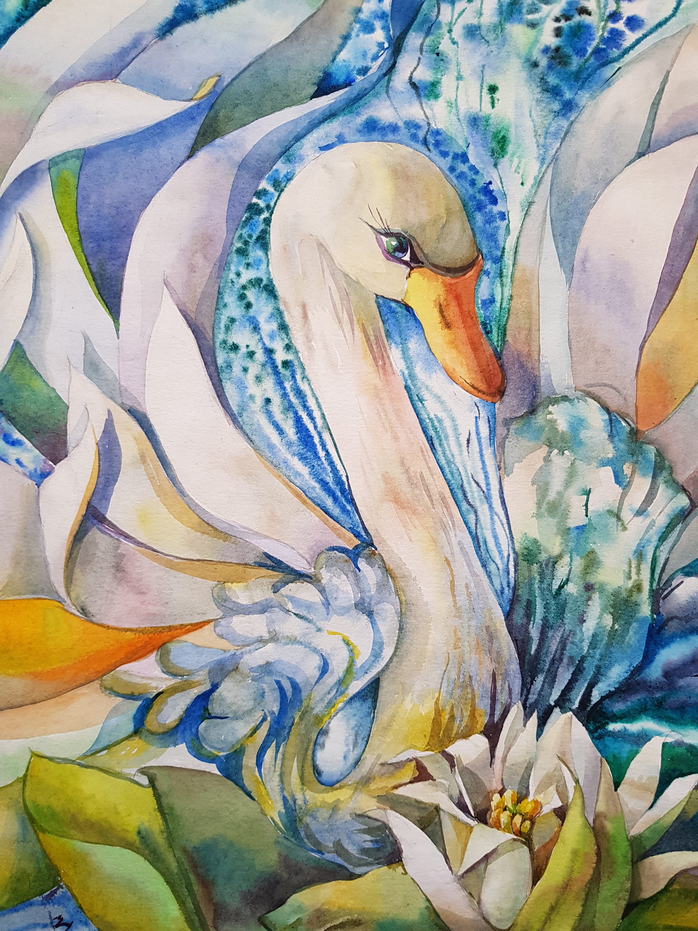Original Watercolor Paintingoriginal Artworkswan | Etsy