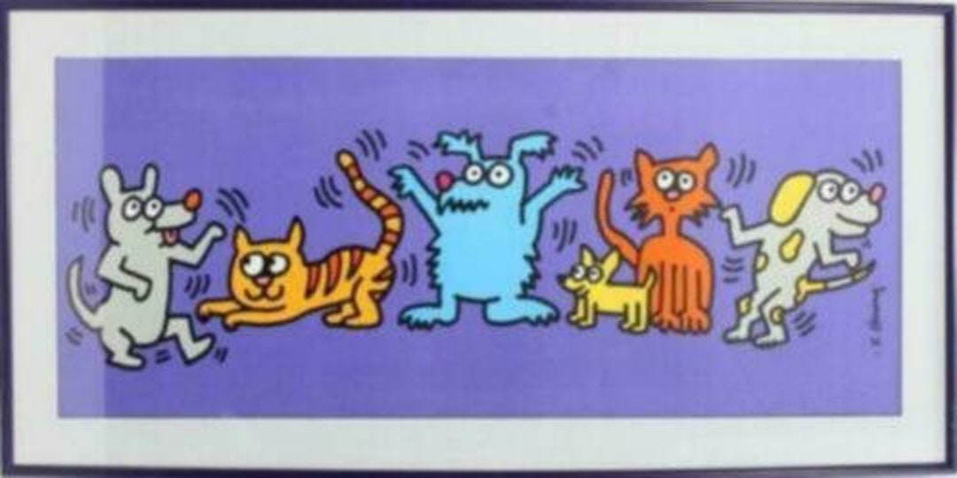 Keith Haring Dancing Dogs Cats Lithograph - Etsy