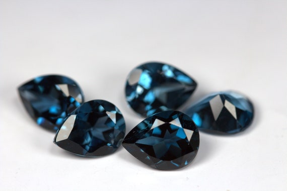 Impresionante topacio azul de Londres 9x7 9x6 y pera de 7x5 | Etsy España