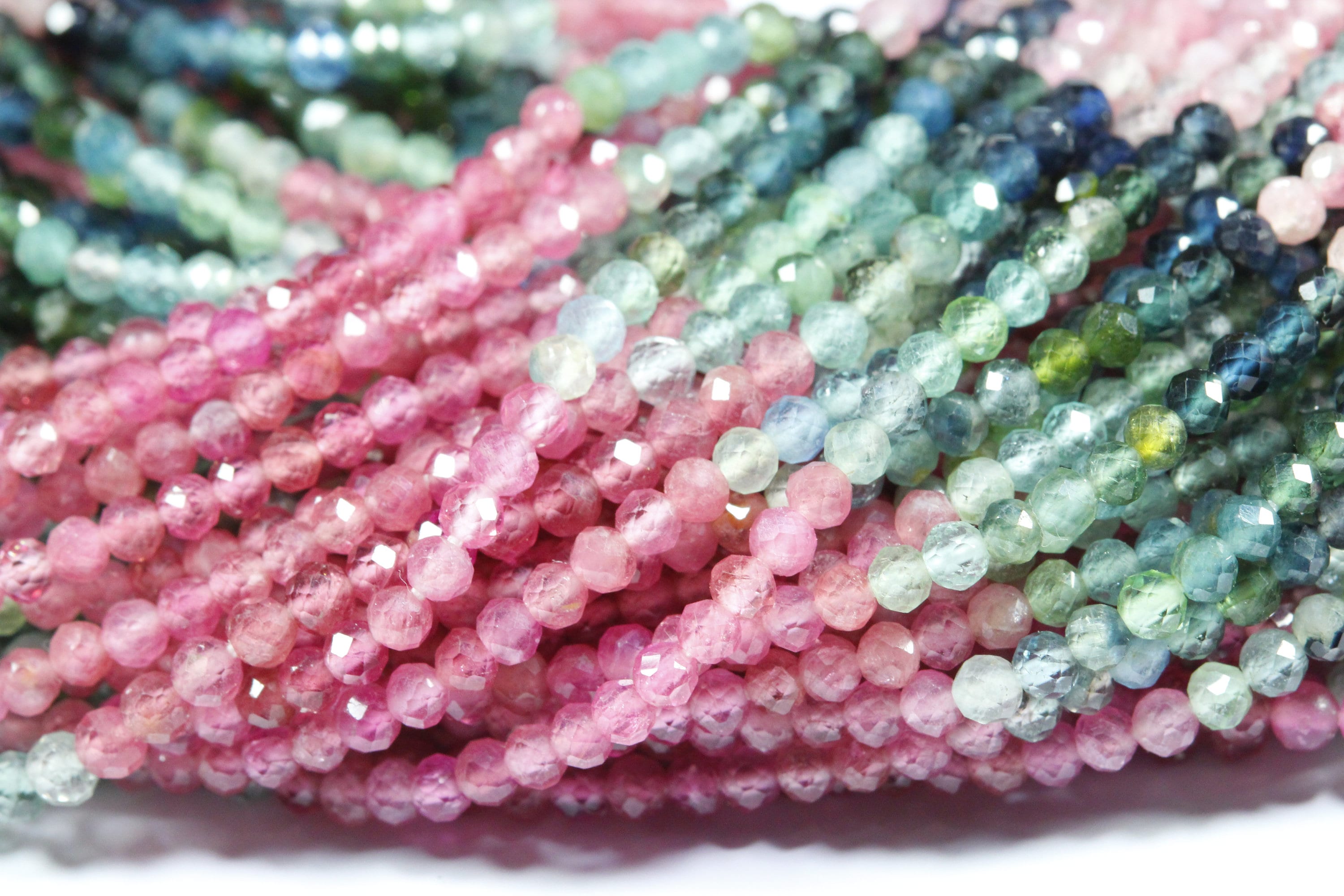 Natural Multi Color Tourmaline 2.5 MM Facetted Shaded Beads . 13 ...