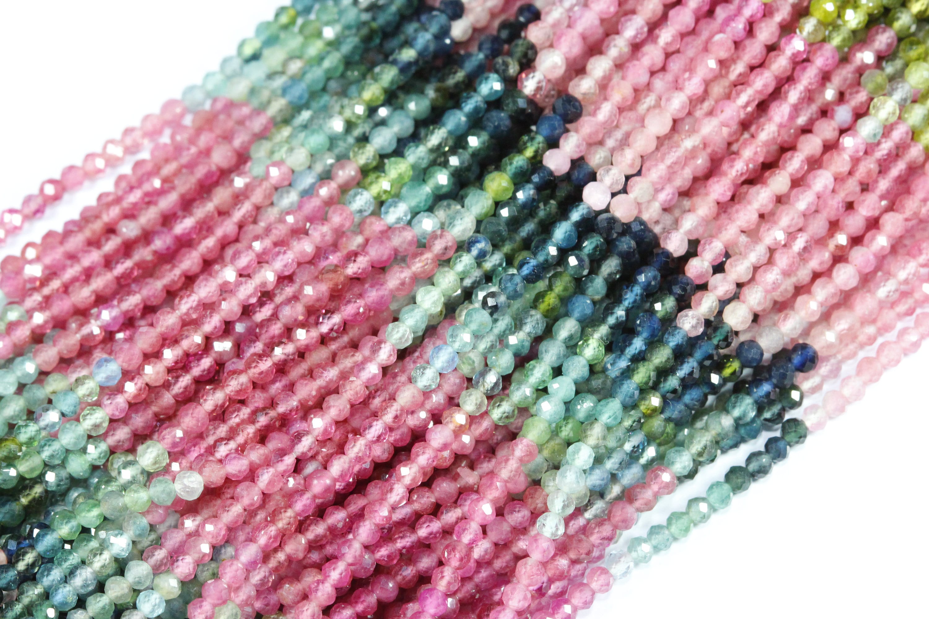 Natural Multi Color Tourmaline 2.5 MM Facetted Shaded Beads . 13 ...