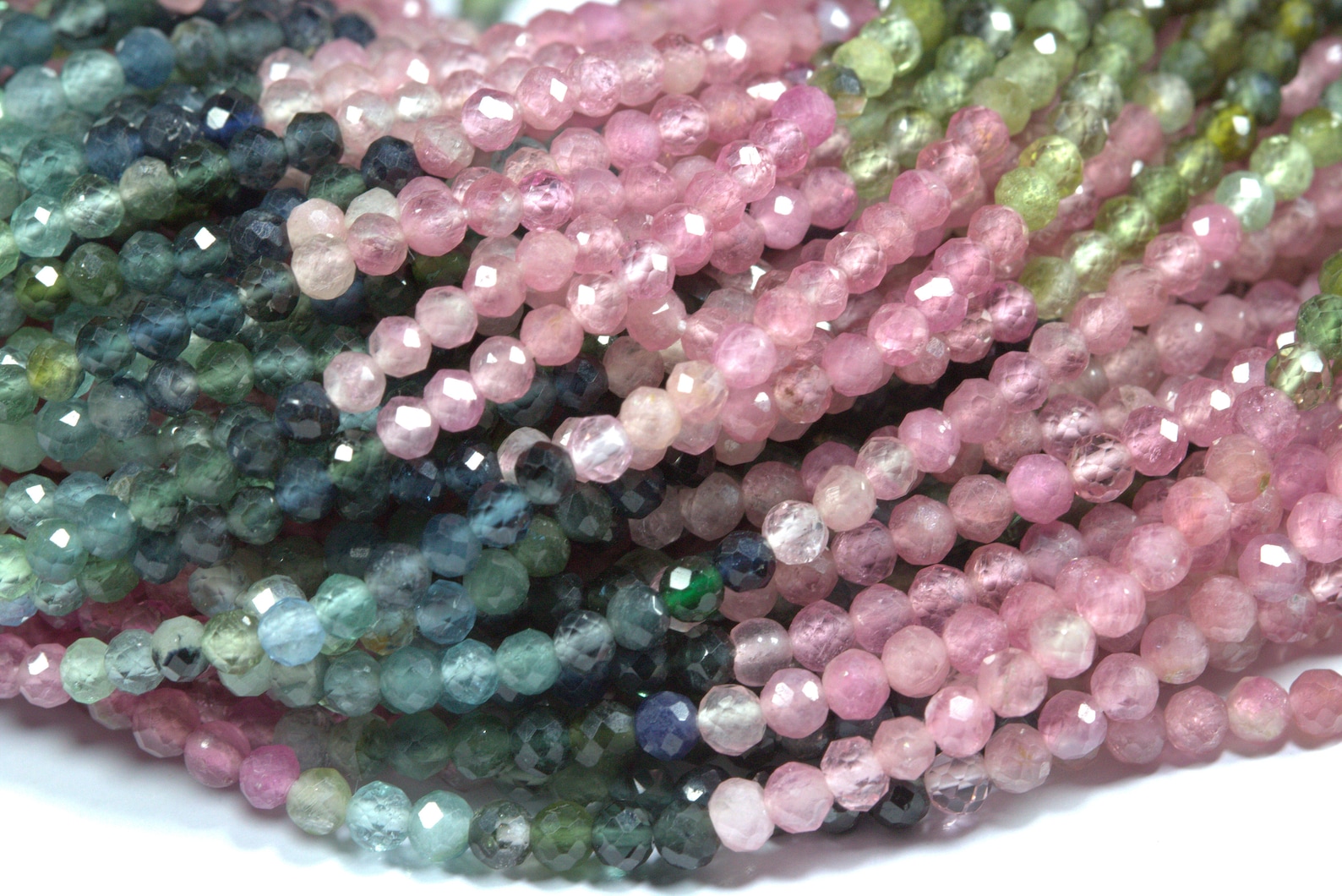 Natural Multi Color Tourmaline 2.5 MM Facetted Shaded Beads . 13 ...