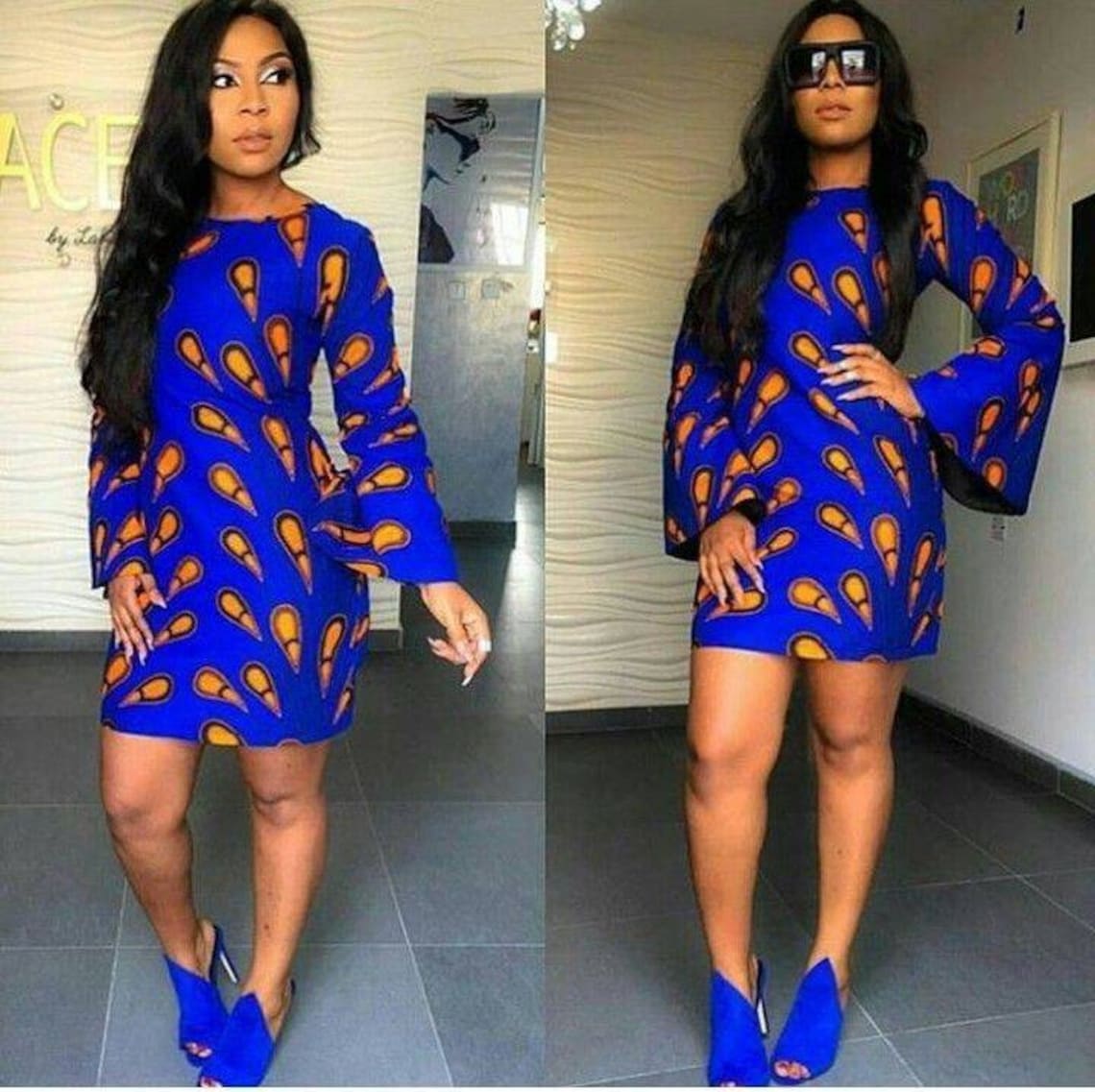 Kachi African Print Shift Dress With Bell Sleeve Ankara Mini - Etsy