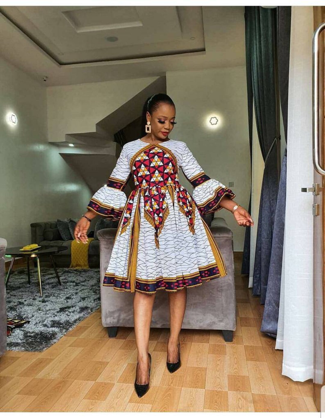 Anny Ankara Dress African Print Dress Ankara Knee Len Dress Ankara