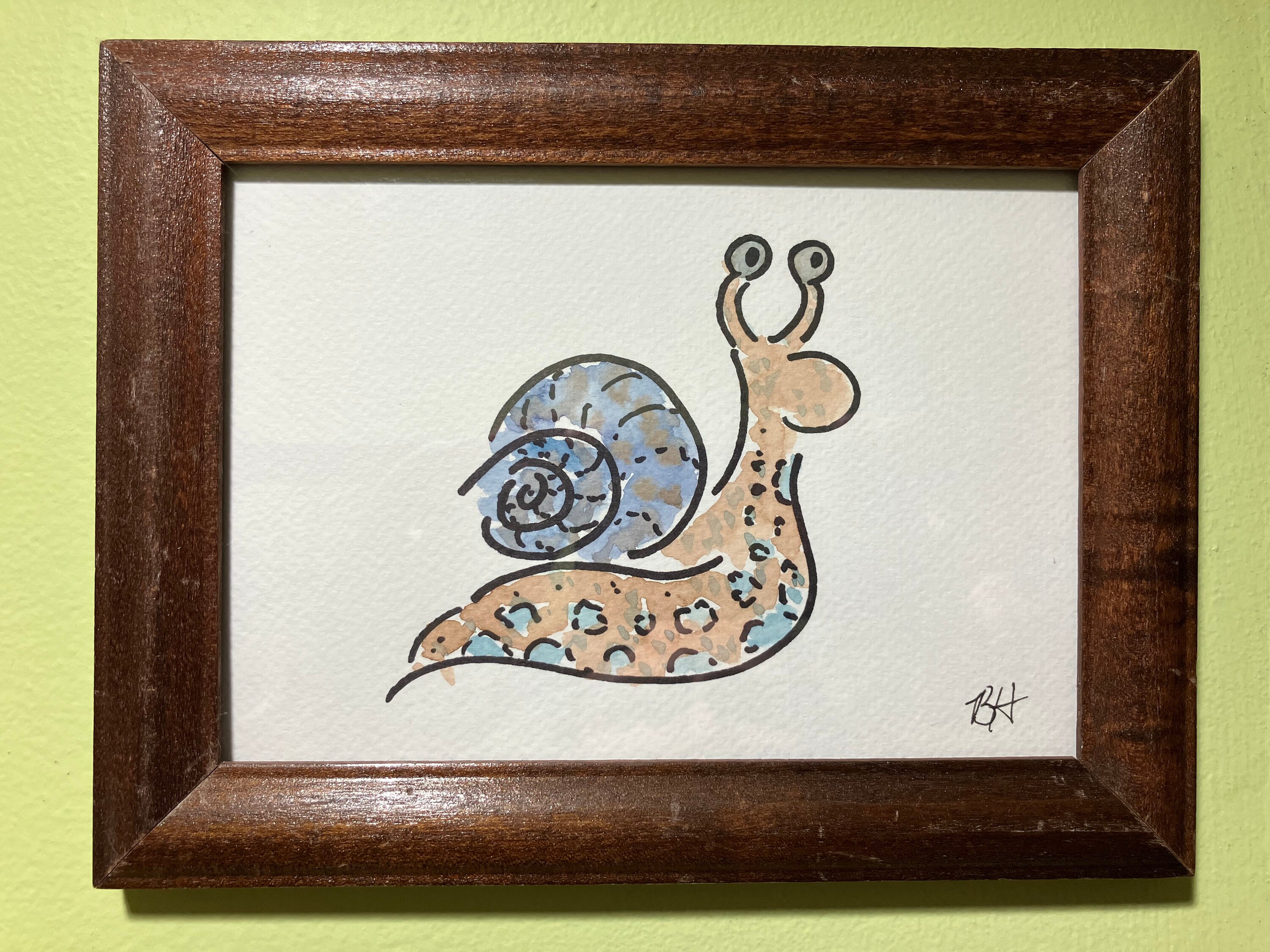 Original Cute Snail Painting in a Repurposed Frame - Etsy