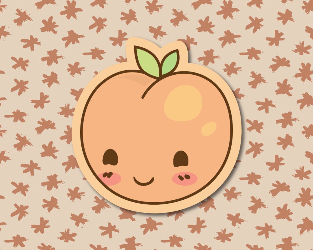 Cute Peach Sticker Laptop Sticker Vinyl Sticker Waterproof Water Bottle ...