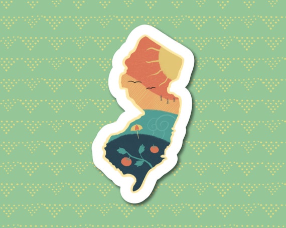 New Jersey State Sticker Drawing Laptop Sticker Vinyl | Etsy