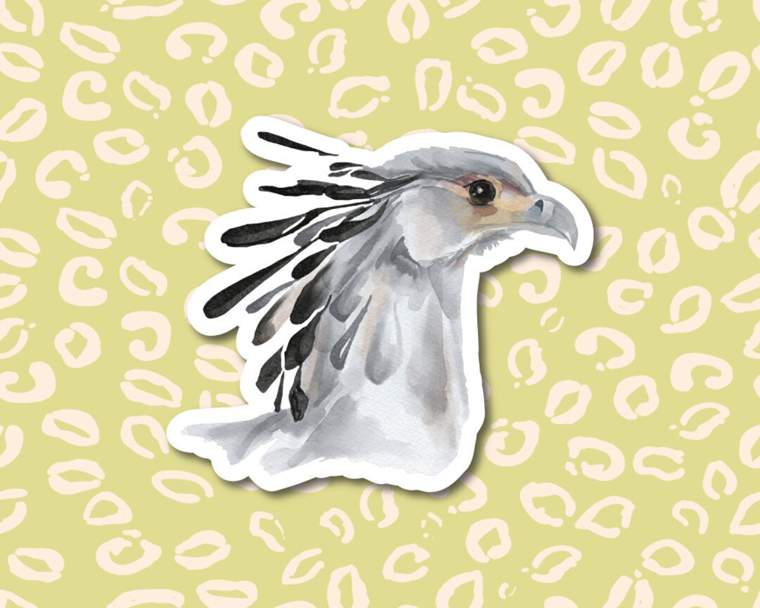 Secretary Bird Head Watercolor Sticker Laptop Sticker Vinyl Sticker ...