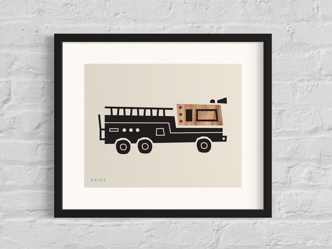 Firetruck Print, Fire Truck Printable, Fire Engine Art Print ...
