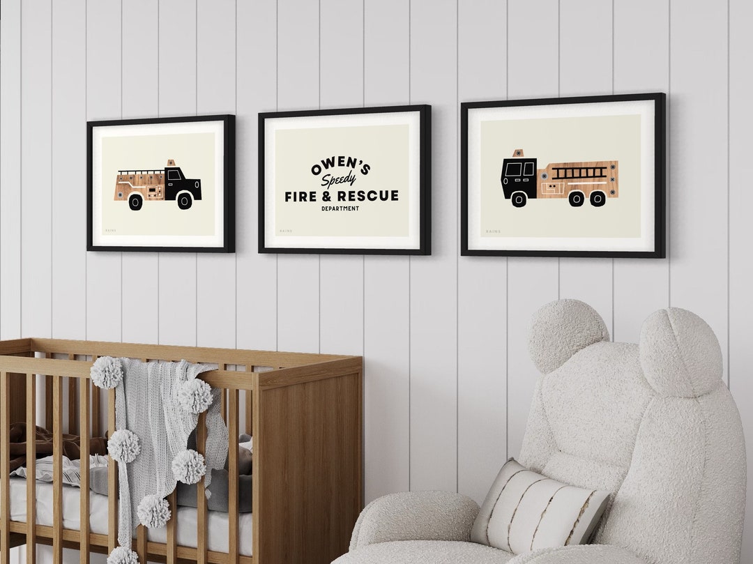 Customizable Name Fire Truck Print Set | Printable Set of 3, Fire Truck ...