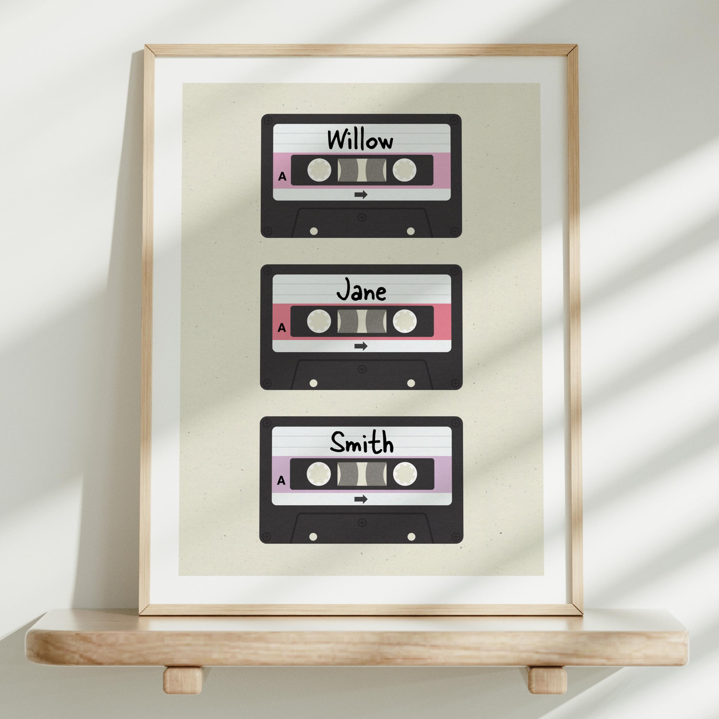 Custom Name Sign, Retro Cassette Tape, Personalized Gift, Kids Name ...