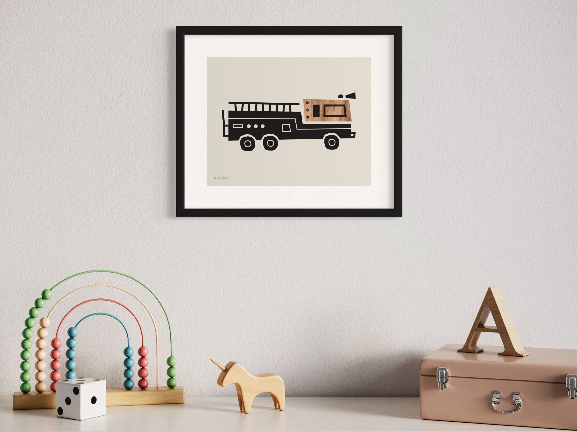 Firetruck Print, Fire Truck Printable, Fire Engine Art Print ...