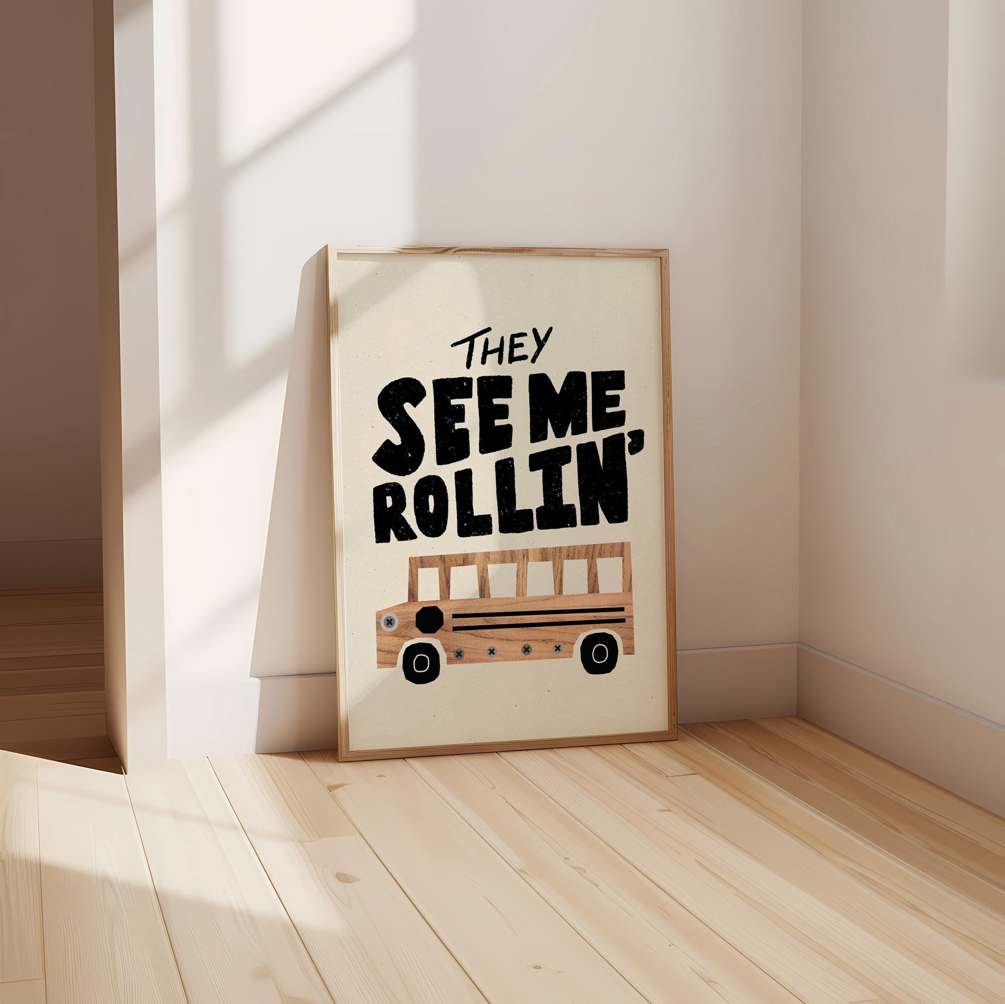 School Bus Neutral Kid's Poster Bus Print, Nursery Prints, Vehicles ...