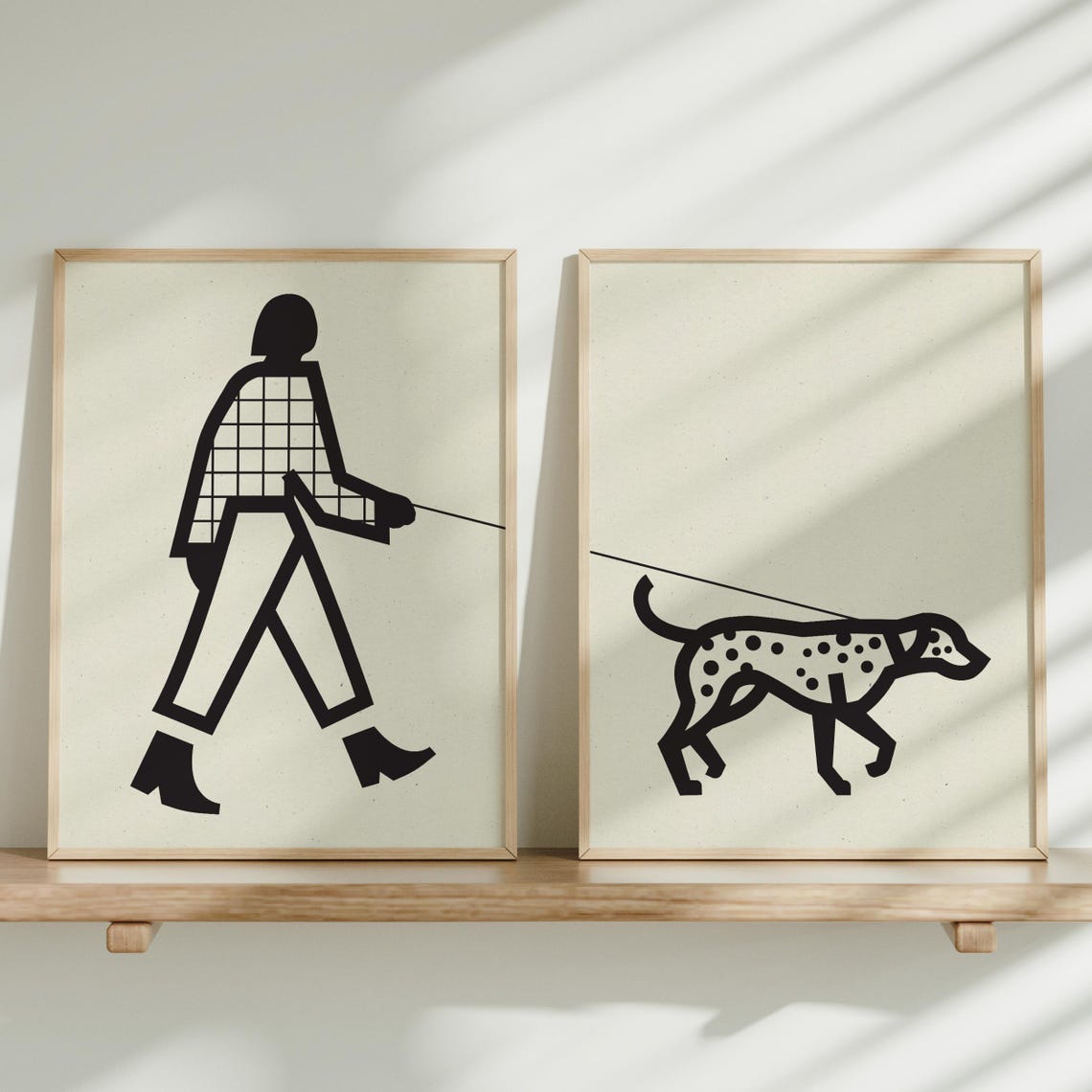 Dog Walker Art Print, Black and White Art, Dog Art, Dog Art Print ...