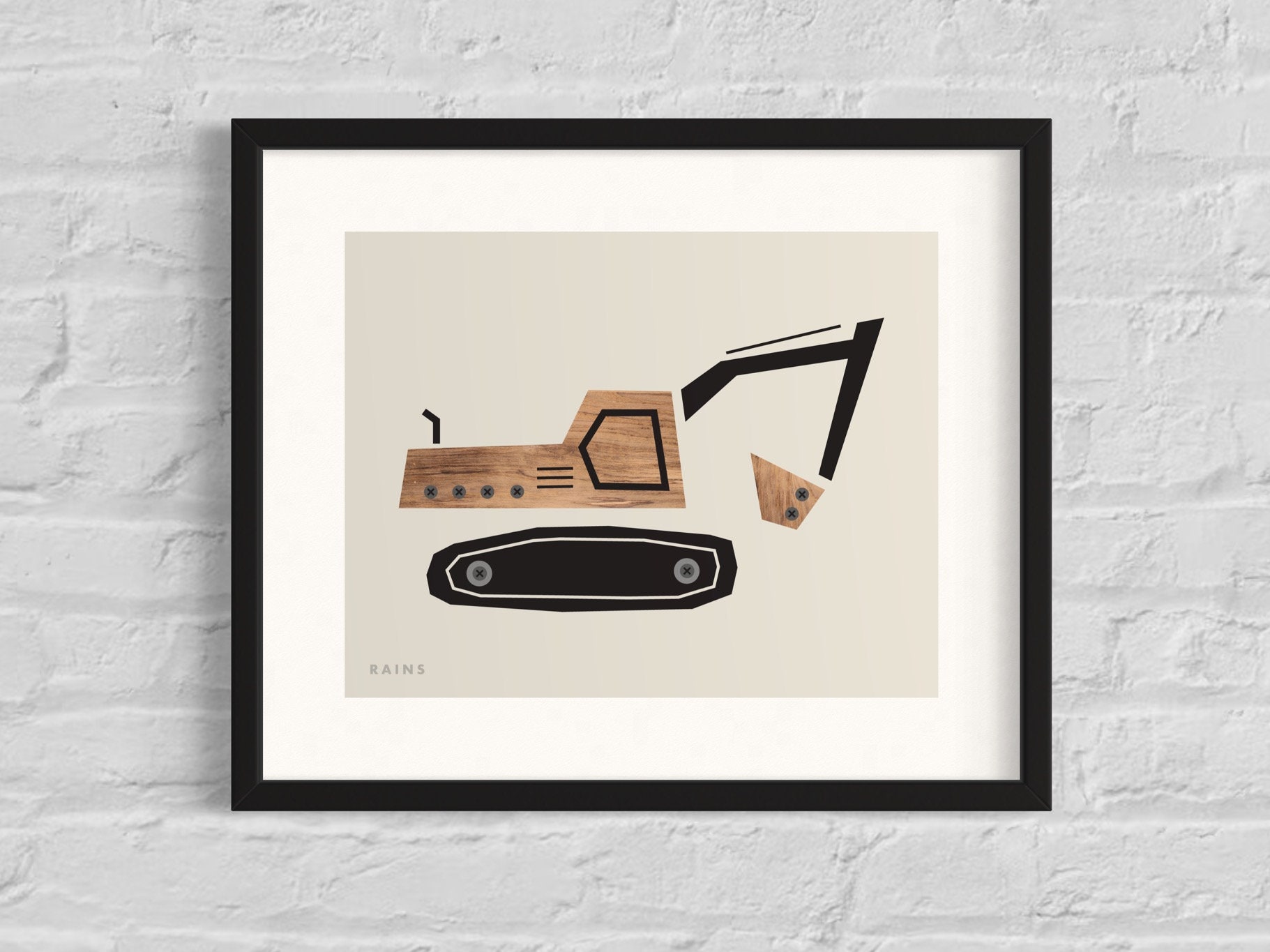 Excavator Print, Digger Art, Construction Print, Toddler Boy Poster ...
