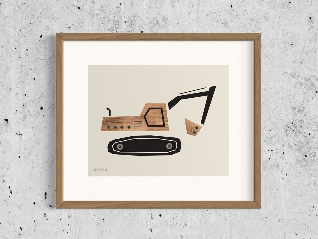 Excavator Print, Digger Art, Construction Print, Toddler Boy Poster ...