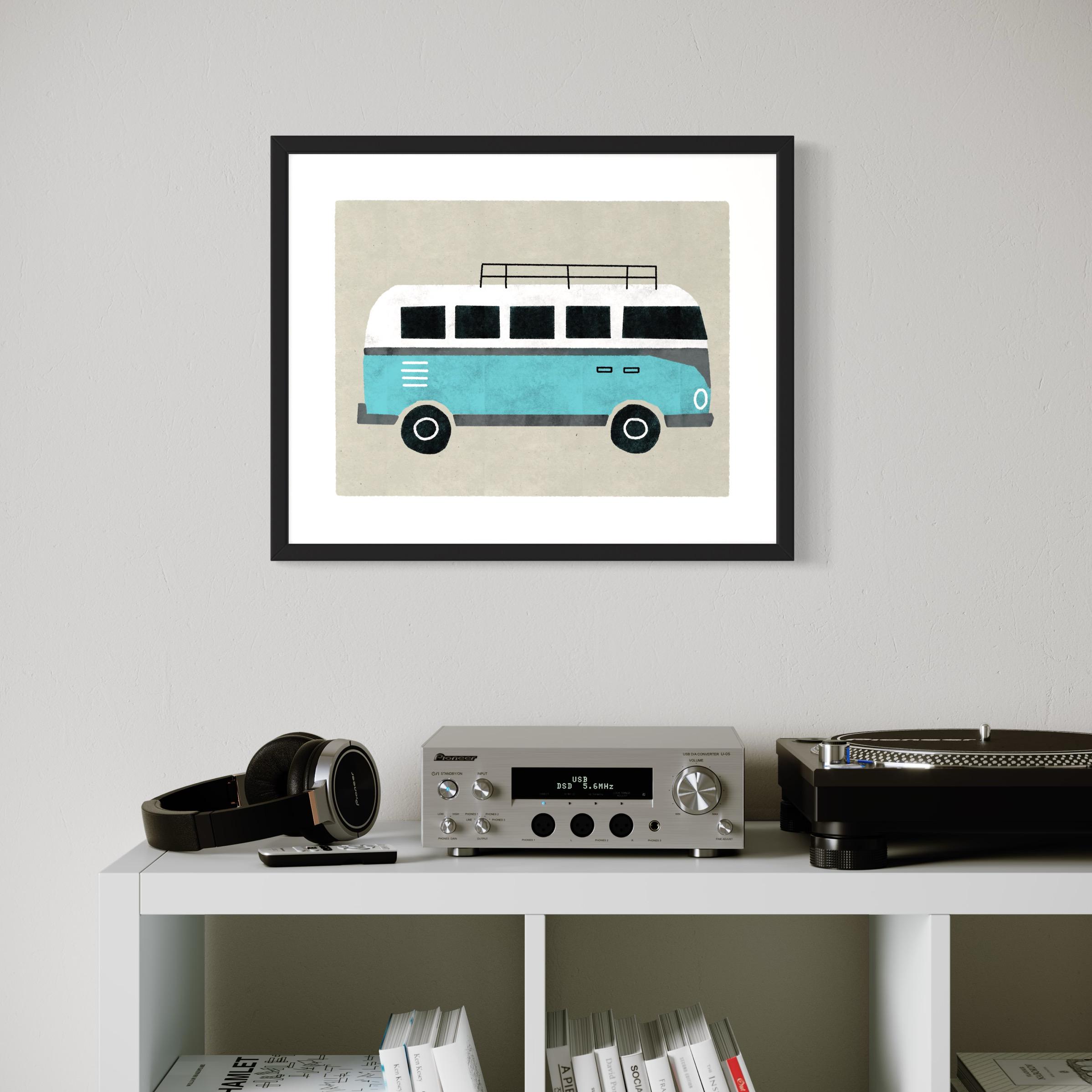 VW Bus Art, Retro Bus Printable, Transportation Wall Decor, Children's ...