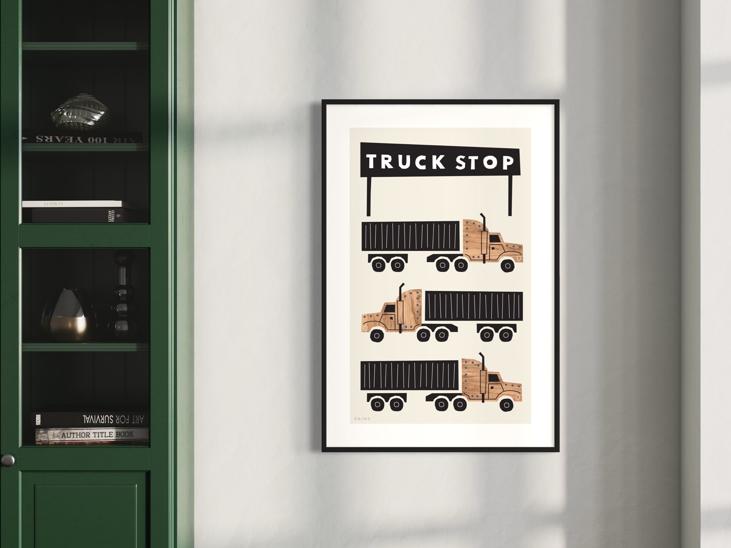 Truck Stop Art Print | Printable Truck Art, Big Rig Art, Semi Truck Art ...