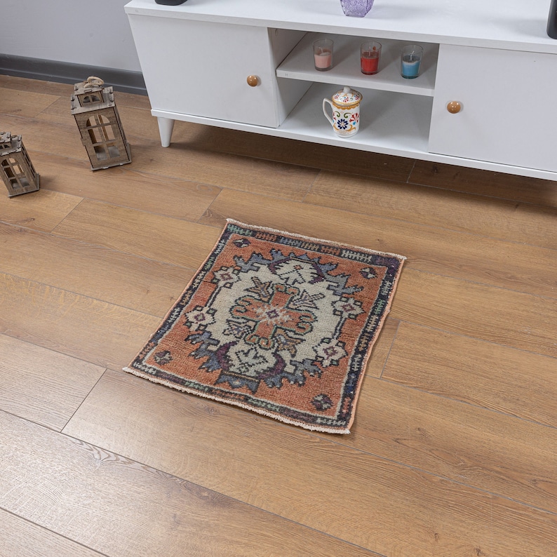 2x2 Square Small Carpet, Turkish 2x2 Vintage Carpet, Handmade Rug ...