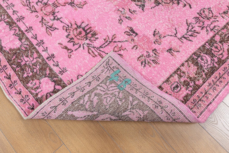 6x9 Size Antique Pink Turkish Rug Living Room Large Area Rug Pink ...