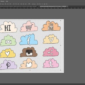Social Media Icons, Hand Drawn Pastel Web Icons, Blog Icons, 3 Sizes ...