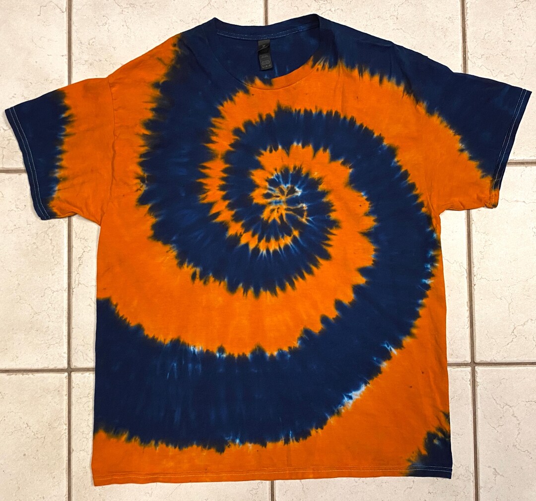 Unisex XL Extra Large T Shirt Tie-dye Spiral Orange Blue Auburn Gators ...