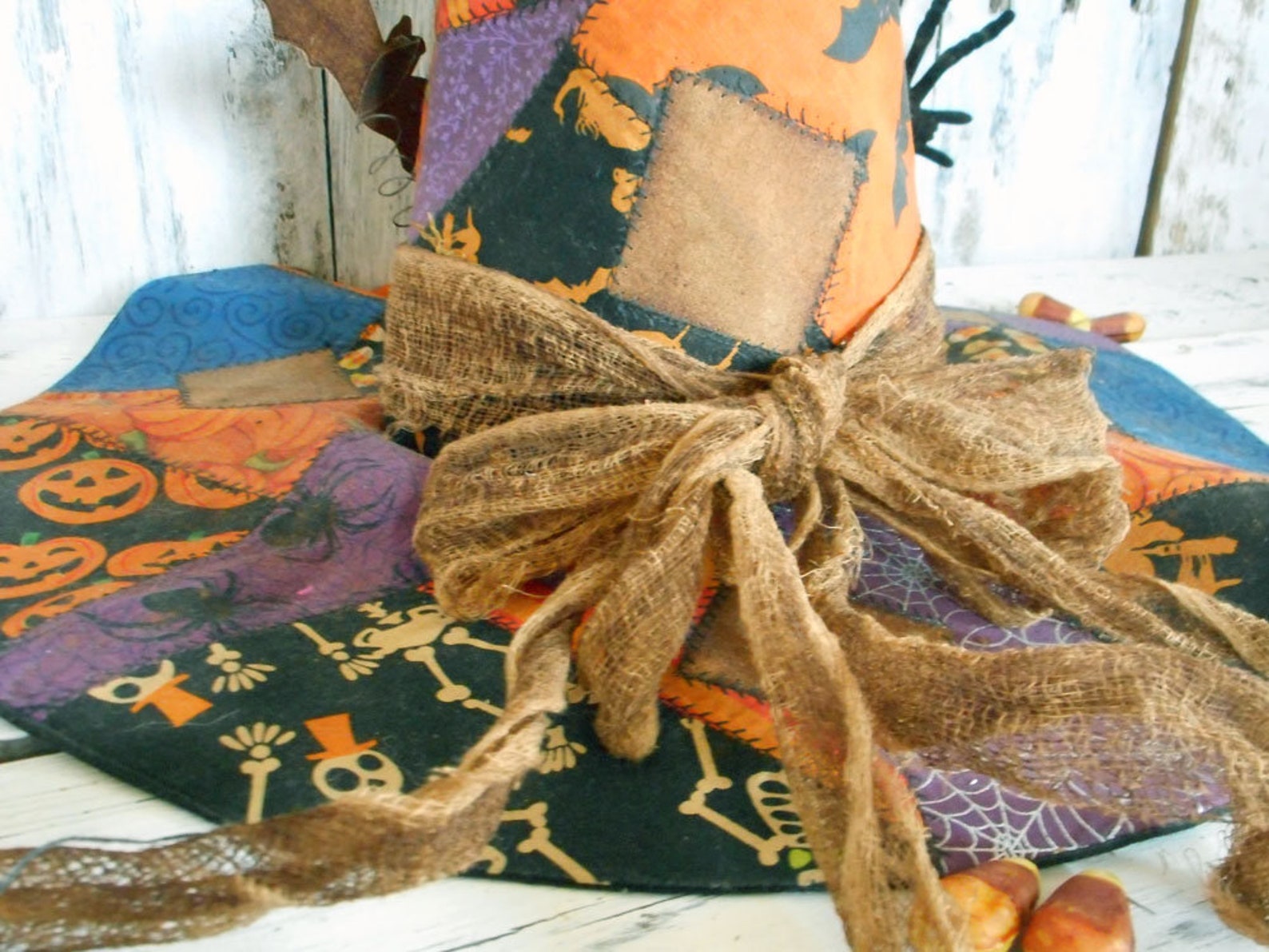 Primitive/ Patchwork/halloween/ Witch/ Hat/handmade/bats/ E-pattern ...