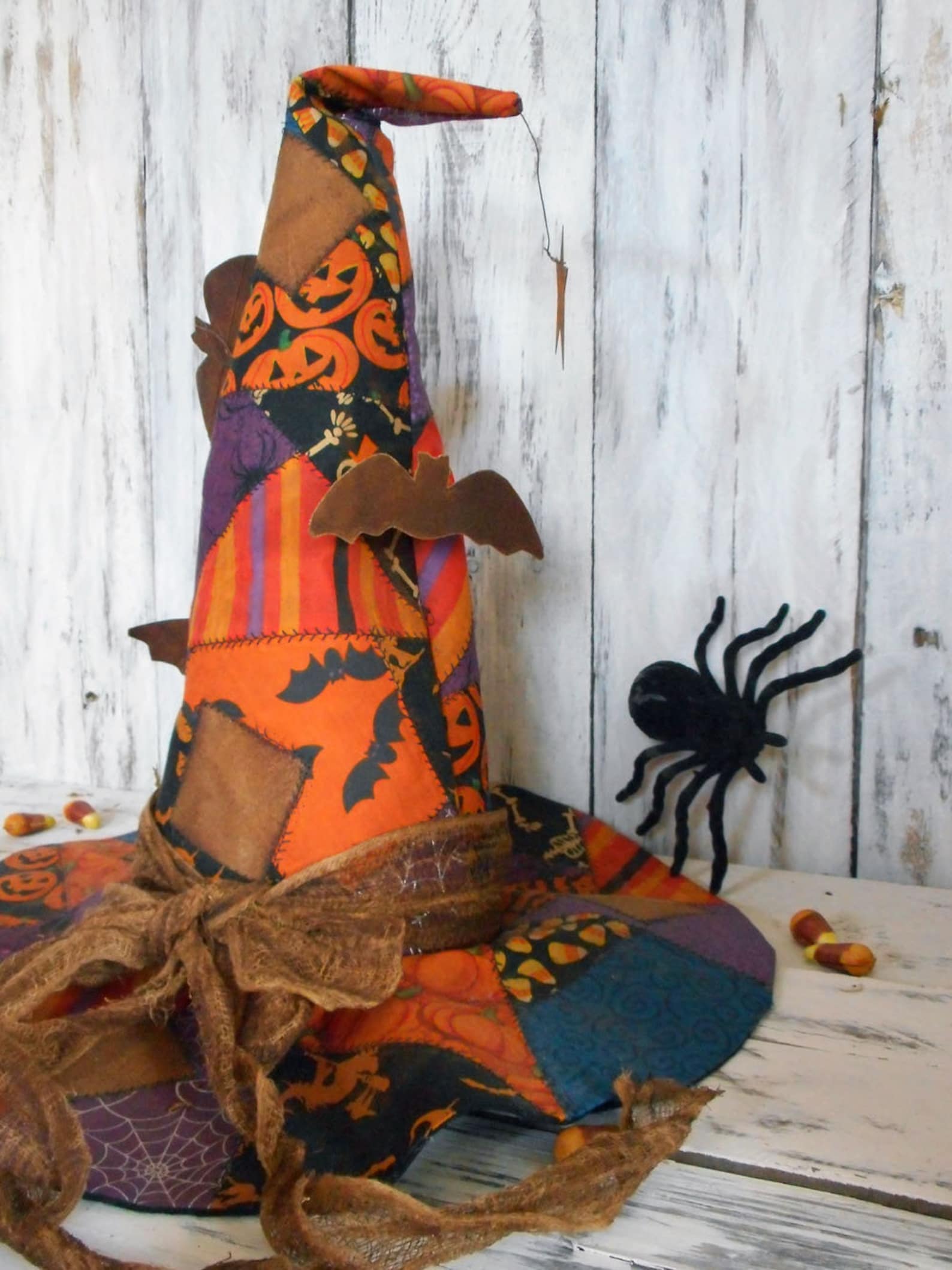 Primitive/ Patchwork/halloween/ Witch/ Hat/handmade/bats/ E-pattern ...