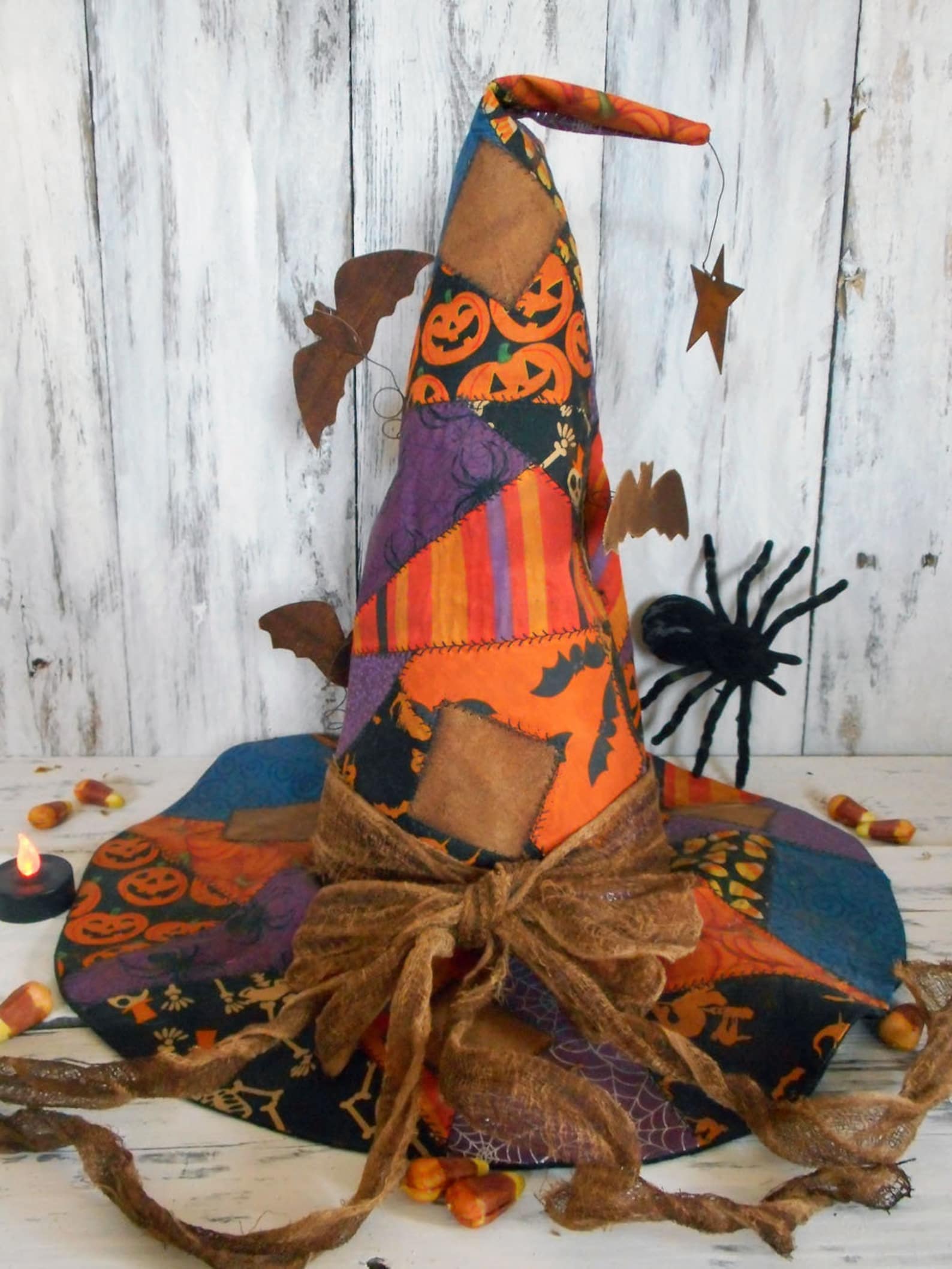 Primitive/ Patchwork/halloween/ Witch/ Hat/handmade/bats/ E-pattern ...