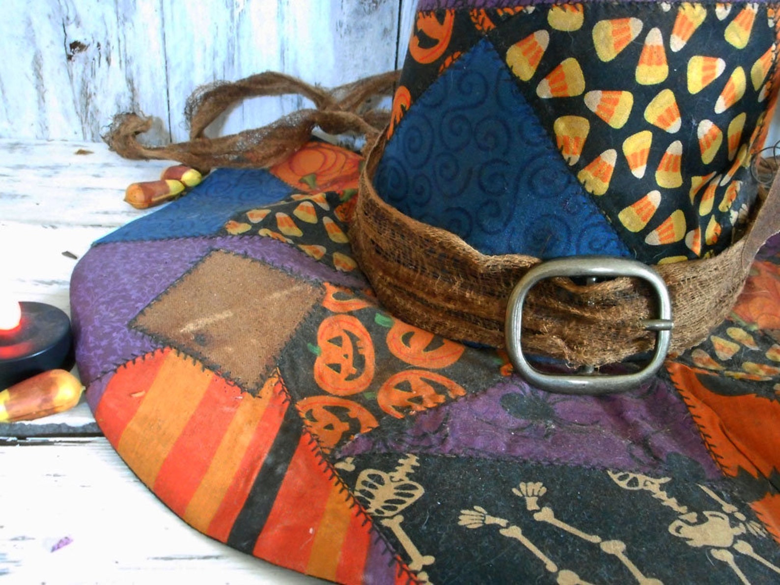 Primitive/ Patchwork/halloween/ Witch/ Hat/handmade/bats/ E-pattern ...