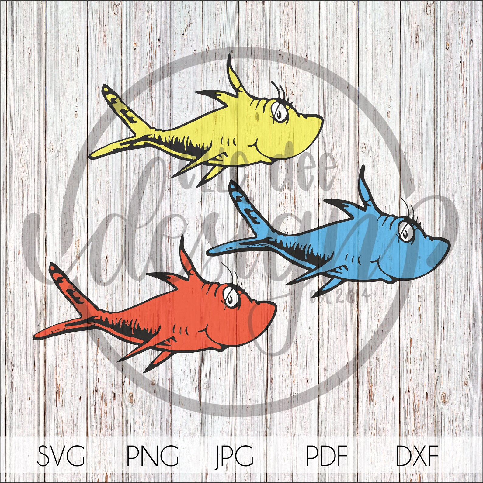 One Fish Two Fish Red Fish Blue Fish, Svg, Png, Jpg, Pdf, Dxf ...