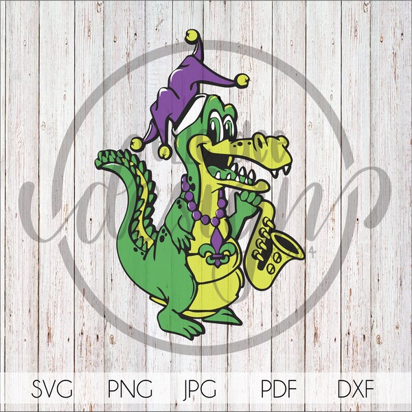 Mardi Gras Alligator Svg - Etsy