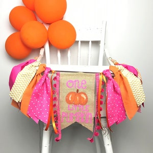 Pumpkin First Birthday High Chair Banner/one Little Pumpkin/cake Smash ...