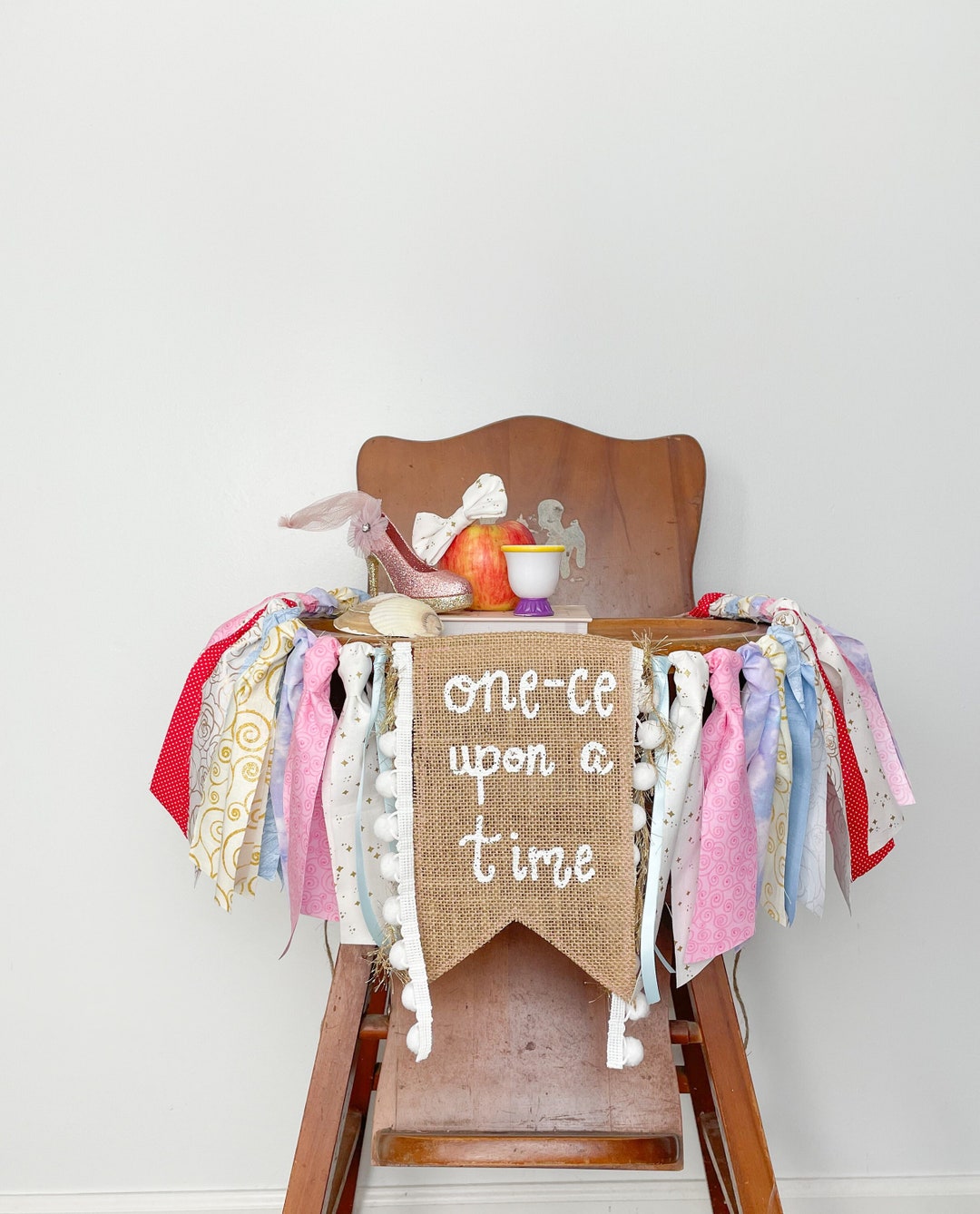 Princess First Birthday One-ce Upon a Time Princess High Chair Banner ...