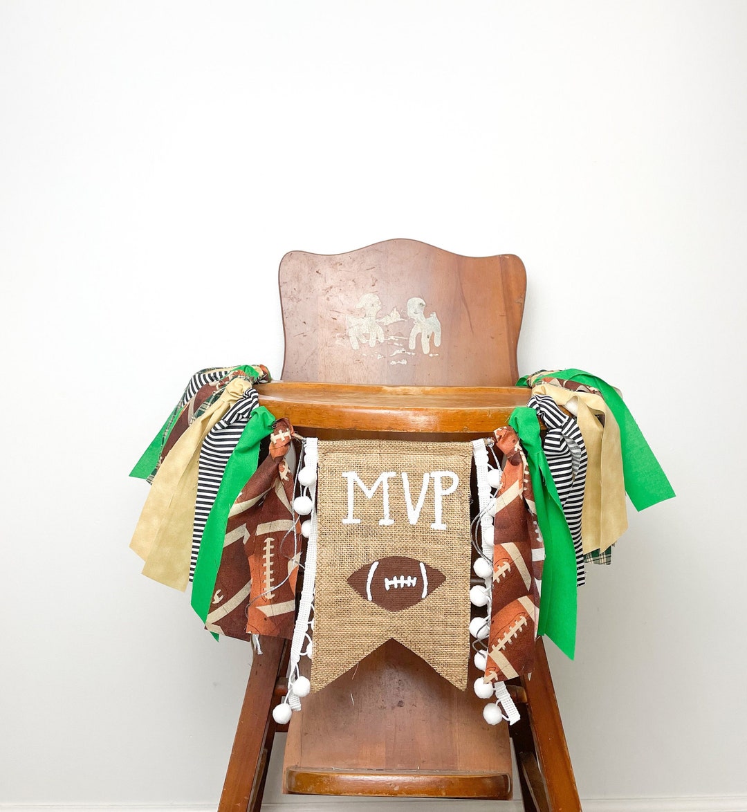 Football First Birthday High Chair Banner MVP Football Cake Smash ...