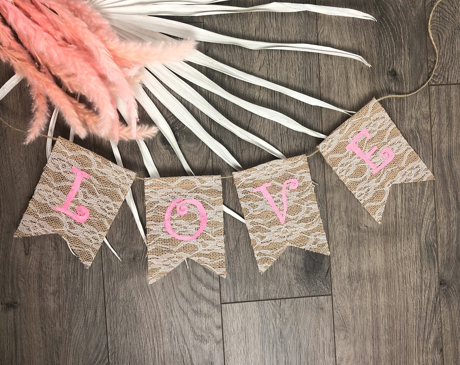 Love Banner / Valentines Day Party Decor / Burlap Lace / Photo - Etsy