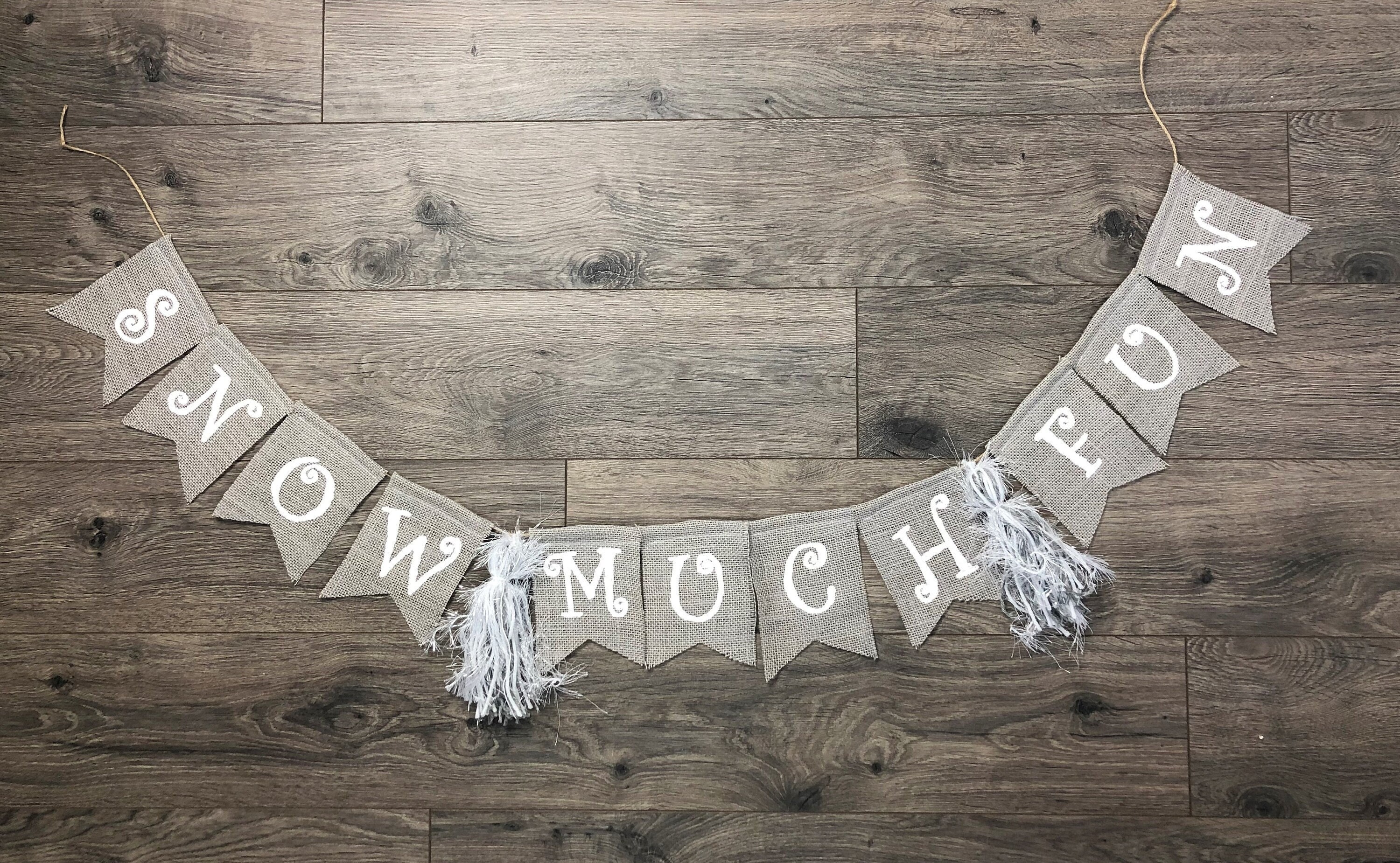 Snow Much Fun Burlap Banner Yarn Tassels/winter Wonderland | Etsy