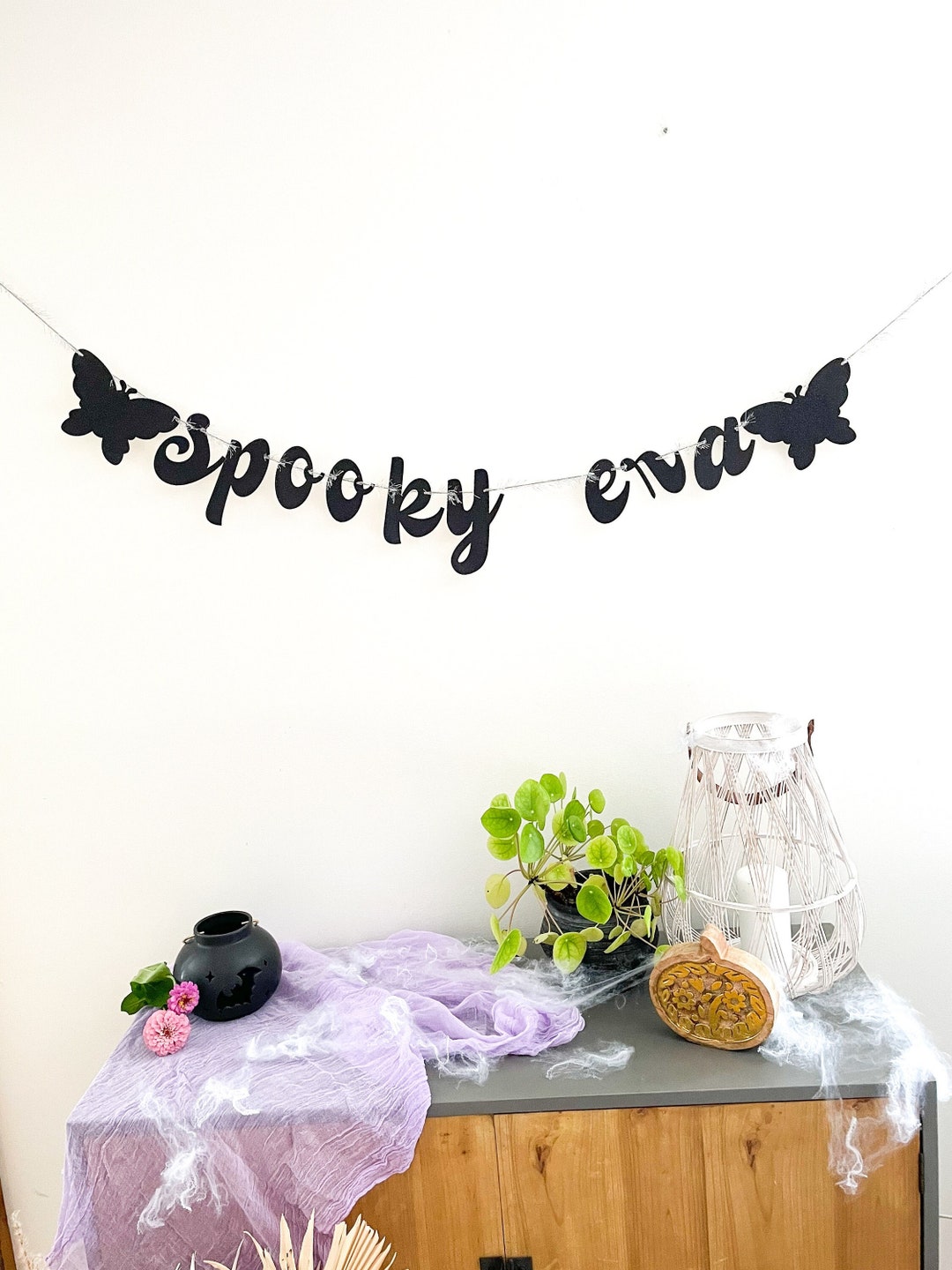 Spooky Era Banner Halloween Party Banner Black Glitter Banner Girl ...