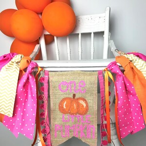 Pumpkin First Birthday High Chair Banner/one Little Pumpkin/cake Smash ...