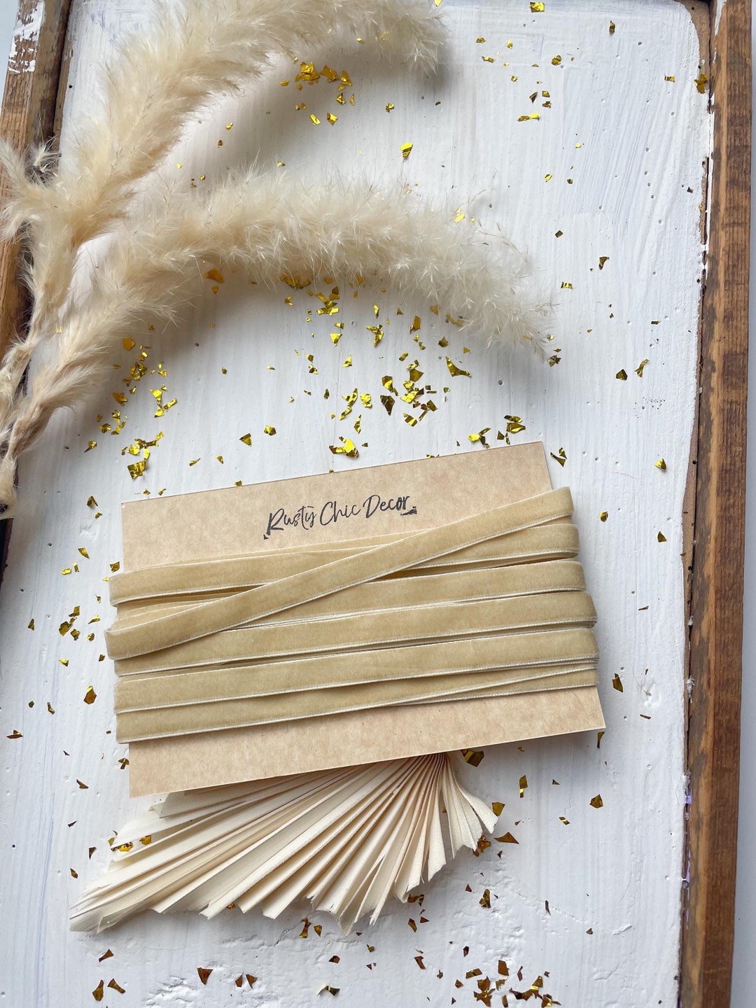 Tan Velvet Ribbon: Beige 3/8 Inch Gift Wrap Ribbon Embellishment - Etsy