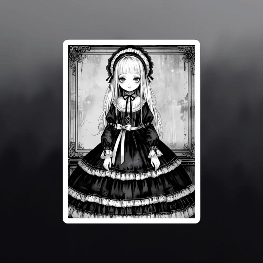 Gothic Doll Die-cut Stickers, Gothic Anime Doll Sticker, Dark Manga ...