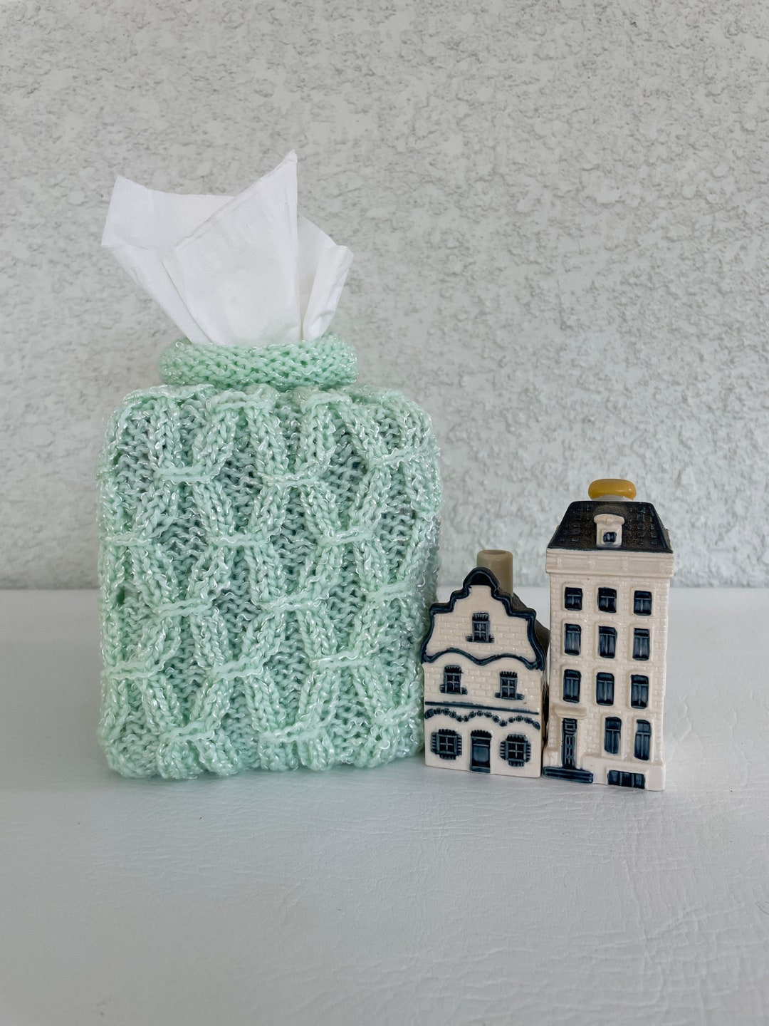 Square Blue Baby Tissue Box Cover Home Decor 100% Reusable Yarn Chic ...