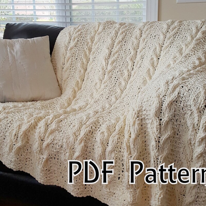 Large Cable Knit Blanket - Etsy