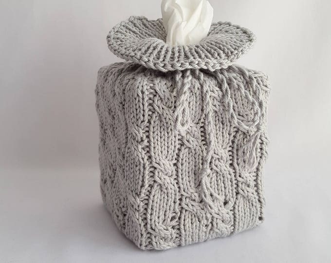 Modern Gray Tissue Box Cover Square Cable Square Facial Tissue Box ...