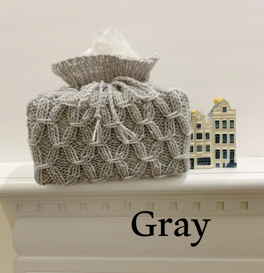Modern Rectangular Gray Tissue Box Cover Handmade Cover Ruffled Top ...