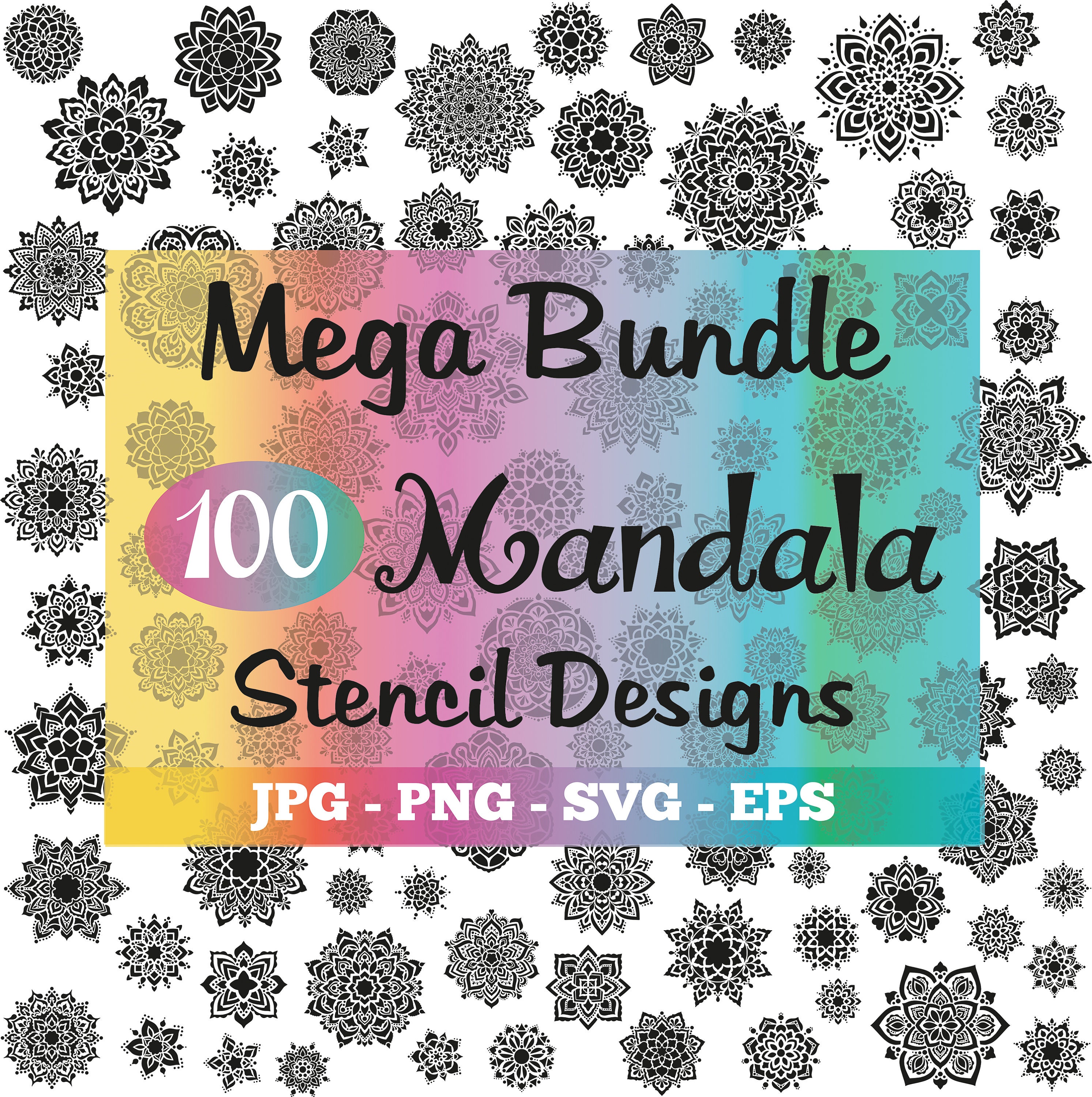 100 MANDALA Stencil Designs - Download Mega Bundle for Stencils and Art ...