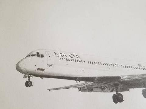 Delta Airlines MD88 Pencil Drawing Fine Art Print You Choose Tail ...