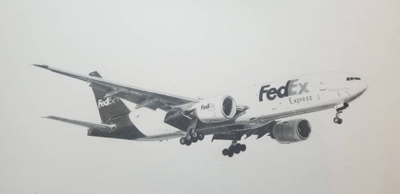 Fedex Boeing 777 11x14 Archival Print of Pencil Drawing. Add | Etsy