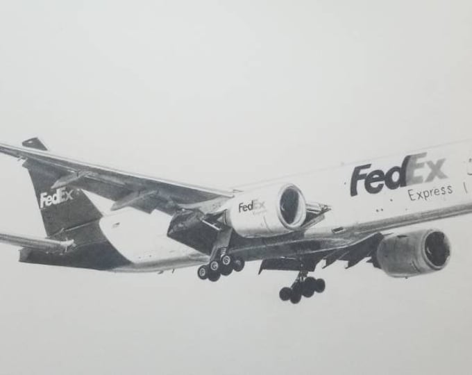 Fedex Boeing 777 11x14 Archival Print of Pencil Drawing. Add - Etsy