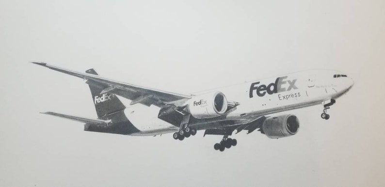 Fedex Boeing 777 11x14 Archival Print of Pencil Drawing. Add Your ...